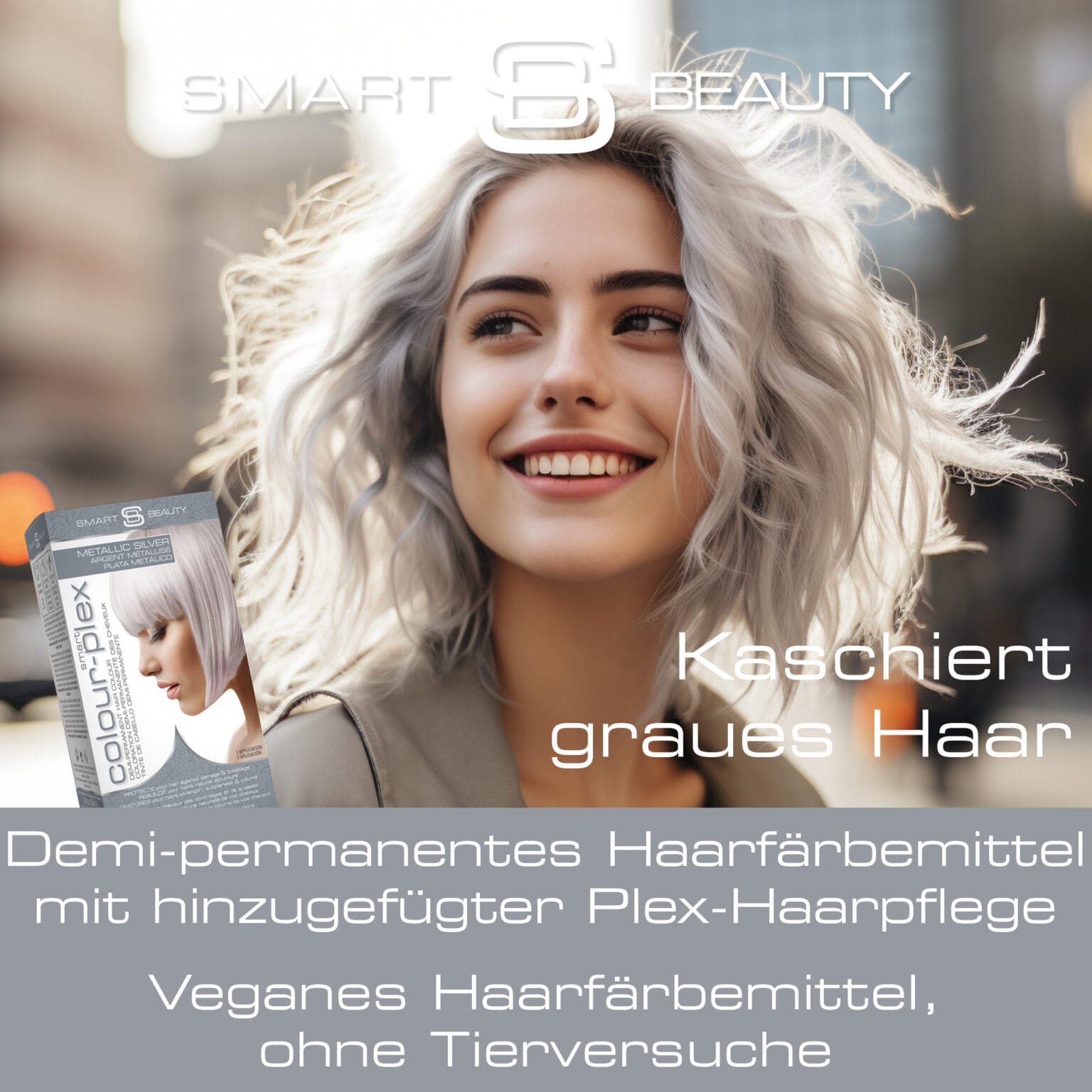 Metallic Silber Haarfarbe + Plex Anti-Haarbruch Technologie